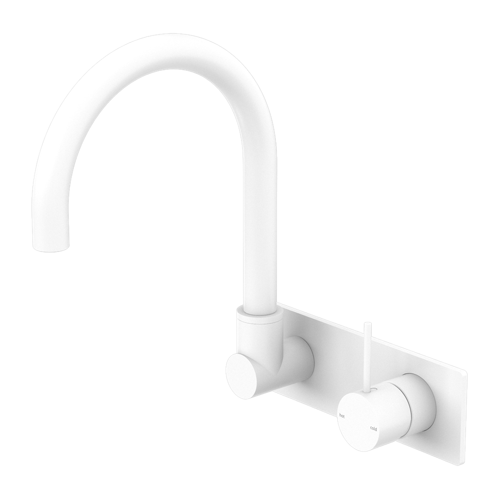 MECCA WALL BASIN/BATH MIXER SWIVEL SPOUT HANDLE UP MATTE WHITE (NR2219