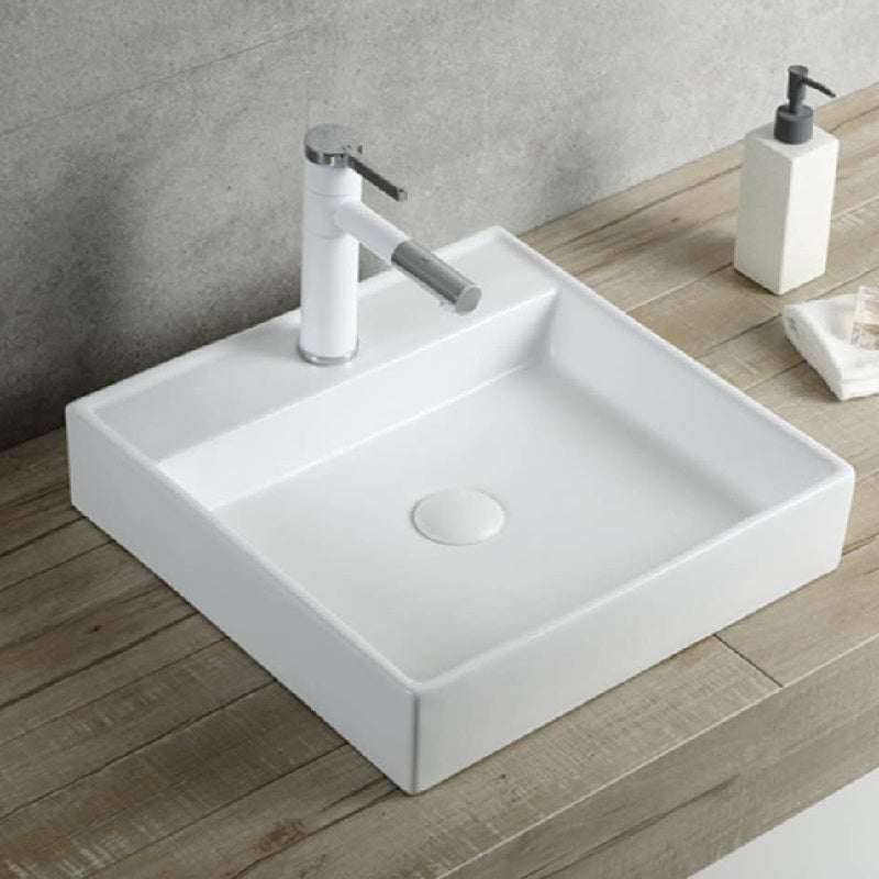 CB-123-MW Above Counter Basin 440*440*100MM Matt White Finish | VICTILES